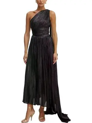 MARCIANO One-shoulder Pleated Midi Dress - Black