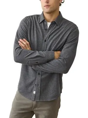 Marine Layer Pacifica Stretch Button Front Shirt - Charcoal Birdseye