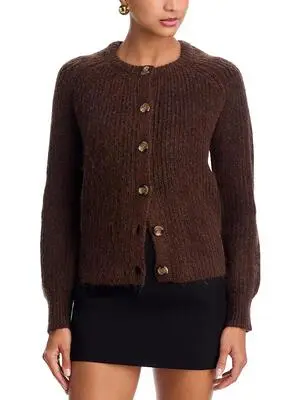 Aqua Raglan Sleeve Chunky Cardigan - Brown Melange