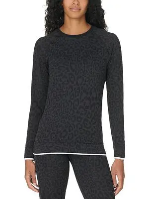 Sweaty Betty Animal Crewneck Base Layer Top - Grey Leo Jacquard