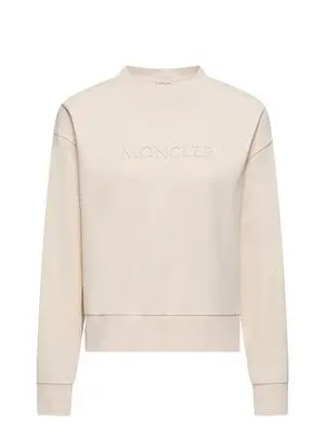 Moncler Embroidered Logo Cotton Sweatshirt - White