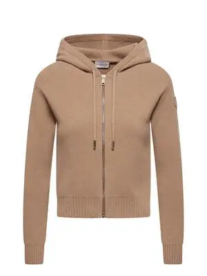 Moncler Cashmere And Wool Zip-up Hoodie - Beige