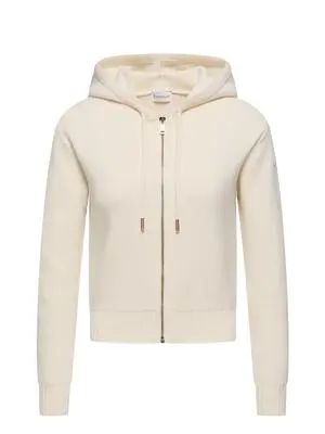 Moncler Cashmere And Wool Zip-Up Hoodie White