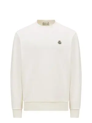 Moncler Cotton Sweatshirt With Logo Patch - White