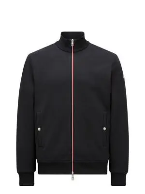 Moncler Tricolor-trimmed Cotton Zip-up Sweatshirt - Blue