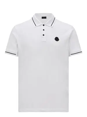 Moncler Logo Patch Cotton Polo Shirt - White