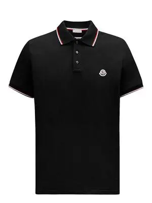 Moncler Tricolor-trimmed Cotton Piquet Polo Shirt - Black