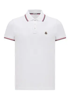 Moncler Tricolor-trimmed Cotton Piquet Polo Shirt - White