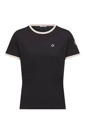 Moncler Embroidered Logo Cotton T-shirt - Black