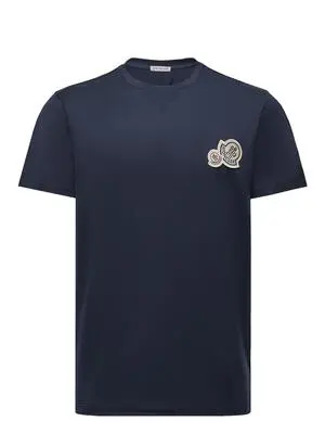 Moncler Double Logo Patch Cotton T-shirt - Blue