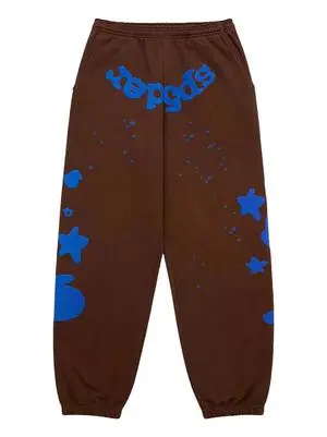 SP5DER Star-print Track Pants - Brown