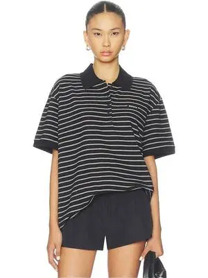 ROTATE BY BIRGER CHRISTENSEN Pique Short Sleeve Polo - Black Combo