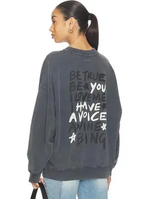 ANINE BING Miles Empowerment Sweatshirt - Washed Black