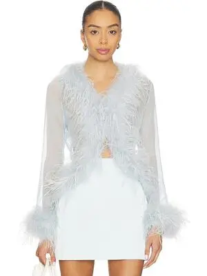BUBISH Gigi Sheer Feather Blouse - Pale Blue
