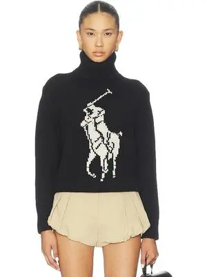Ralph Lauren Wool Turtleneck - Polo Black & Authentic Cream