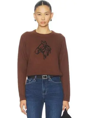 WHITE & WARREN Cashmere Blend Embroidered Crew Sweater
