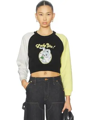 Kenzo Lucky Me Cartoon Cropped Sweatshirt - Black