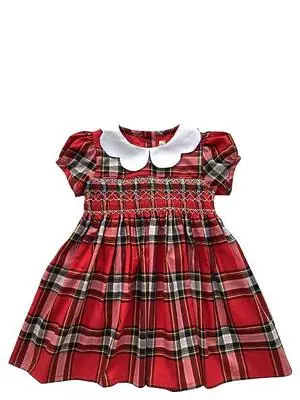WILD WAWA Scallop Dress - Tartan Red