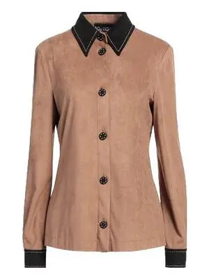 Moschino Shirt With Suede-effect Fabric - Brown