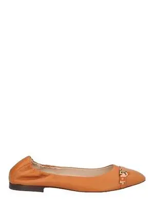 TOD'S Leather Ballet Flats With Logo - Brown