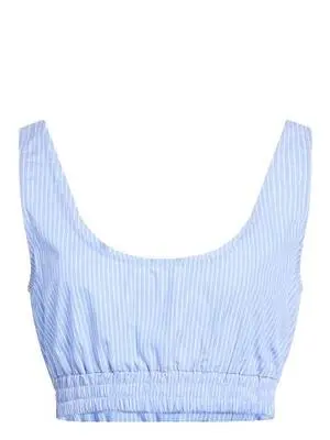 MODES Striped Woven Crop Top - Blue