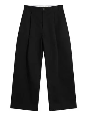 Studio Nicholson Sorte Pleated Cotton Pants - Black