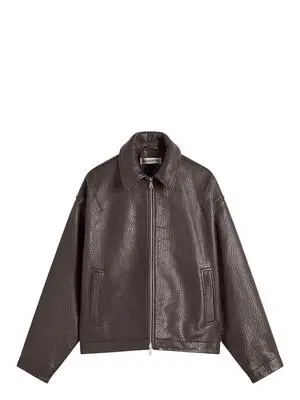 COLE BUXTON Shrunken Leather Jacket - Brown