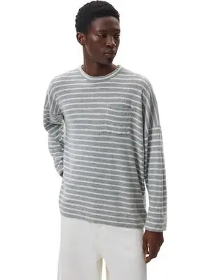 Johnstons Of Elgin Cahmere Jerey Tripe Light Overized T-hirt - Grey