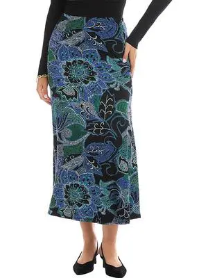 KAREN KANE Side Slit Printed Midi Skirt