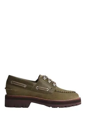 Rag & Bone Cameron Boat Shoe Loafers - Olive Night Suede