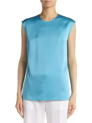 Stella McCartney Satin Sleeveless Top - Steel Blue