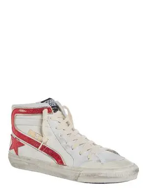 GOLDEN GOOSE Slide Penstar High Top Sneakers - White/red