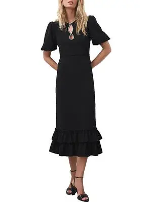 Mint Velvet Diamante Trim Midi Dress - Black