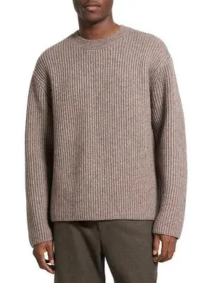 Theory Wool Blend Crewneck Sweater - Feather Melange