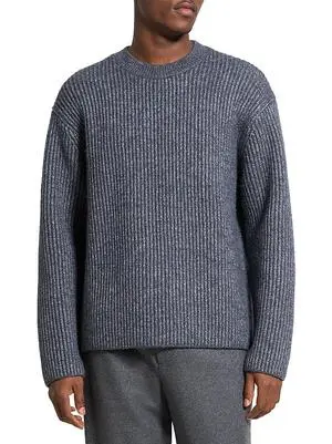 Theory Wool Blend Crewneck Sweater - Grey Melange