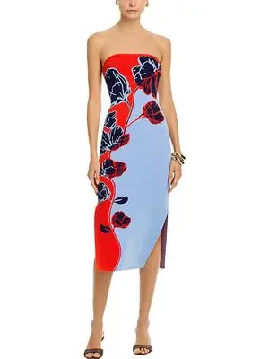 MILLY Simone Strapless Midi Dress