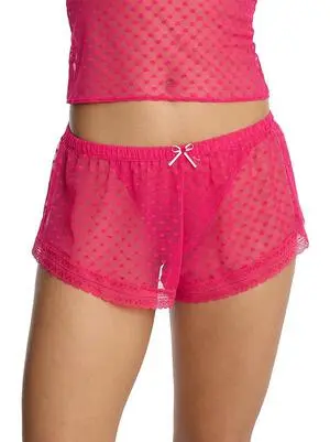 SKARLETT BLUE Sheer Heart Lace Shorts - Neon Fuschia