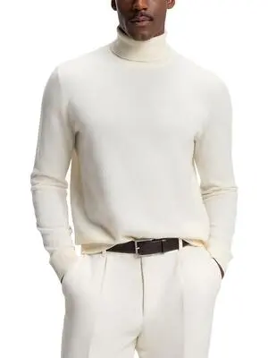 BOSS Emio Turtleneck Cashmere Sweater - Open White