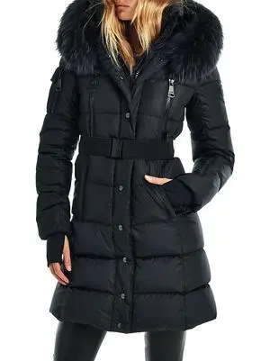 Sam. Infinity Down Coat With Shearling Trimmed Hood - Black