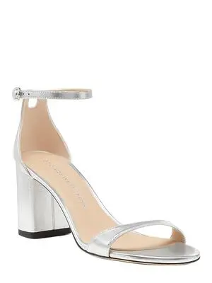 STUART WEITZMAN Nudist Block 75 Sandals - Silver