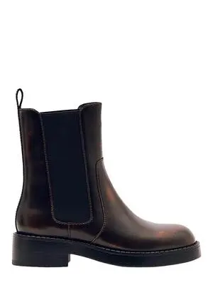 REISS Phoebe Leather Boots - Brown
