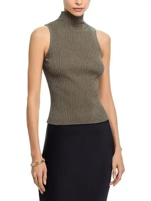 LESET Blake Ribbed Sleeveless Top - Moss