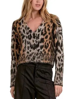 Elan Cardigan Sweater - Brown Cheetah