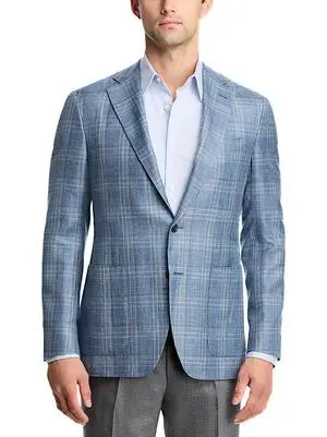 Canali Wool, Silk & Linen Plaid Sport Coat - Blue