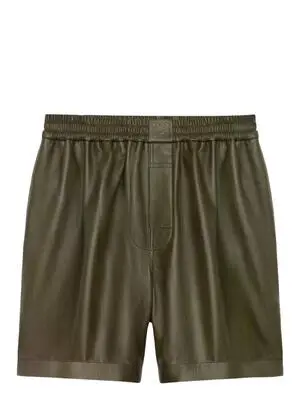 Loewe Leather Elasticated-waist Shorts - Green