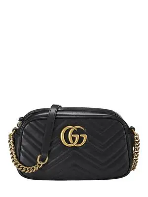 Gucci Leather Gg Marmont Crossbody Bag - Black