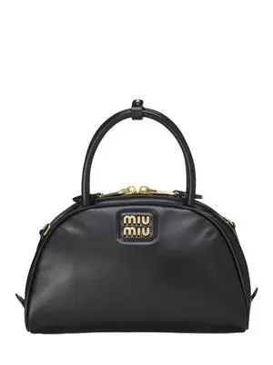 Miu Miu Leather Convertible Top Handle Bag - Black