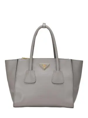 Prada Calfskin Trapeze Tote - Grey