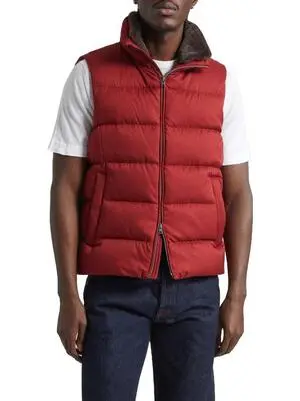 Herno Faux Fur Trim Down Puffer Vest - Bordeaux Red