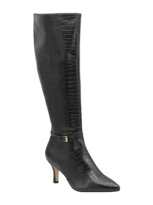 Charles By Charles David Arlie Pointed Toe Knee High Boots - Black-croc